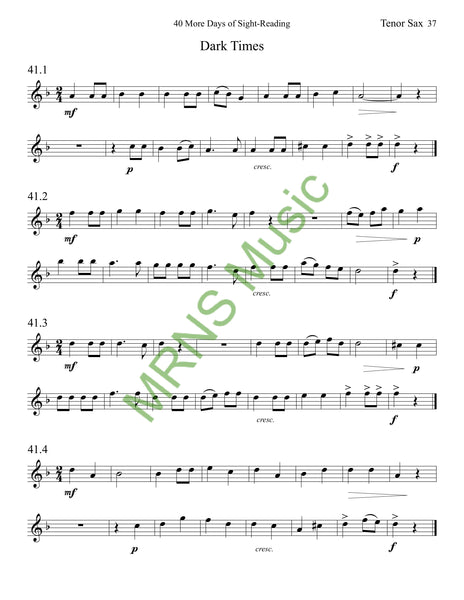 40 More Days of Sight-Reading for Tenor Saxophone – MRNS Music